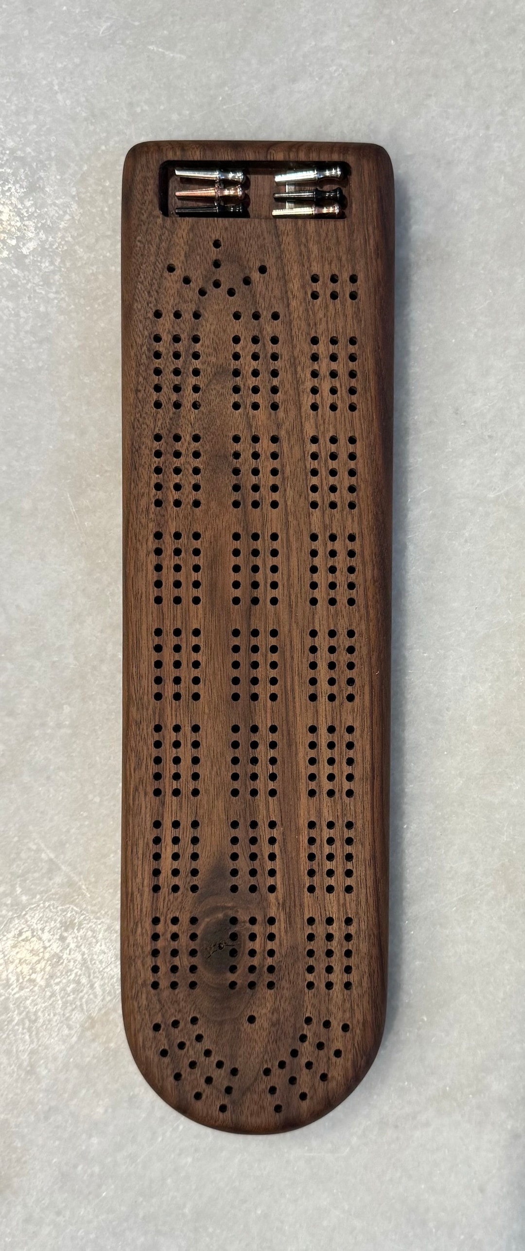Handmade Wooden Cribbage Board With Pegs and Magnetic Pegs Holder ...