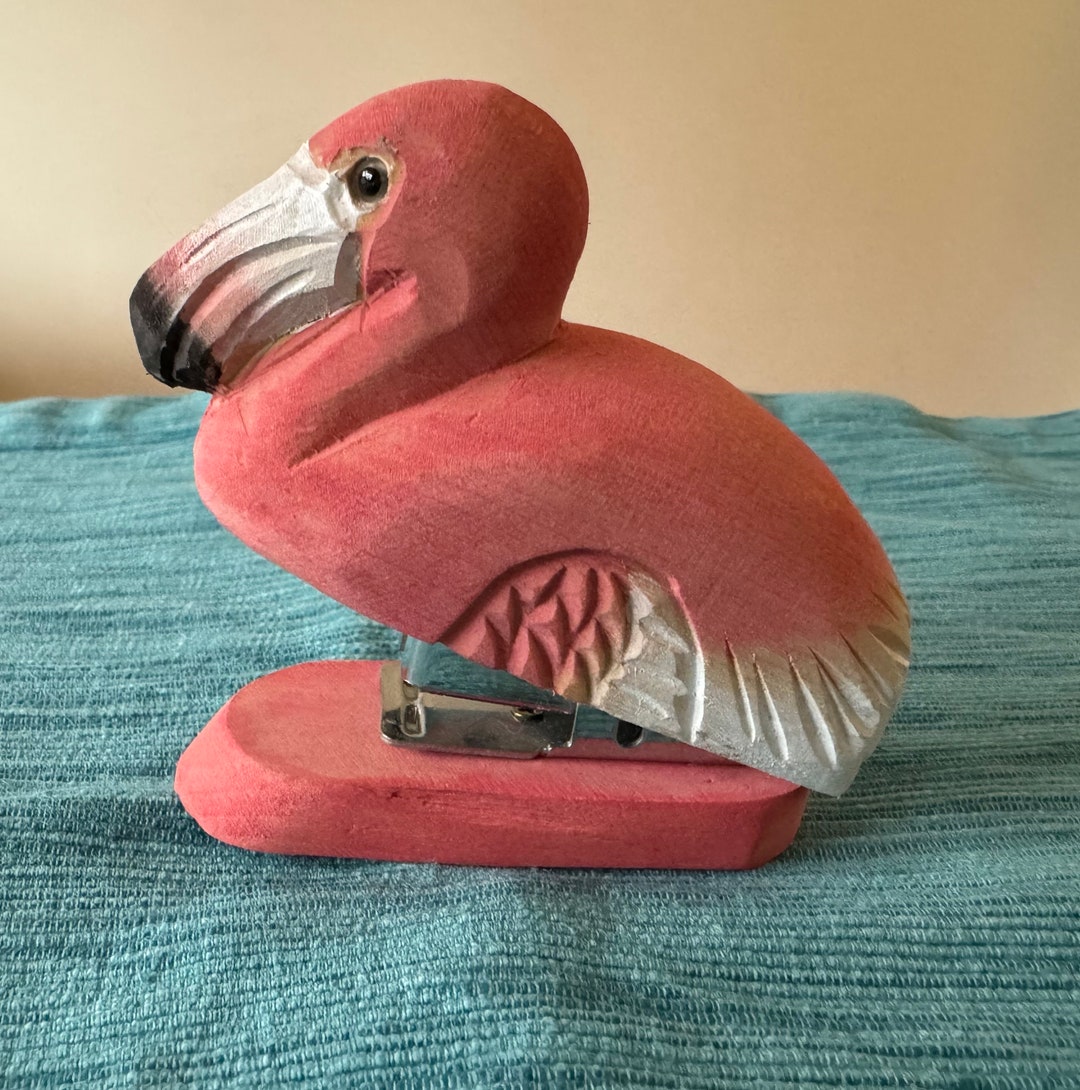Wooden Flamingo Mini Stapler Handmade Wood Carving - Etsy