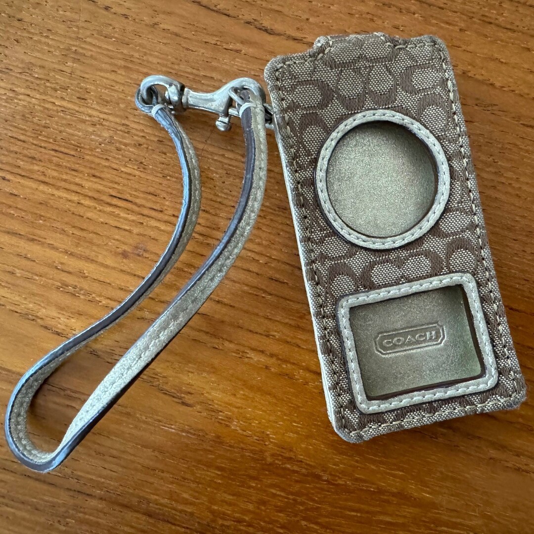 Vintage Coach Ipod Nano Case Holder Signature Brown Canvas Metallic ...