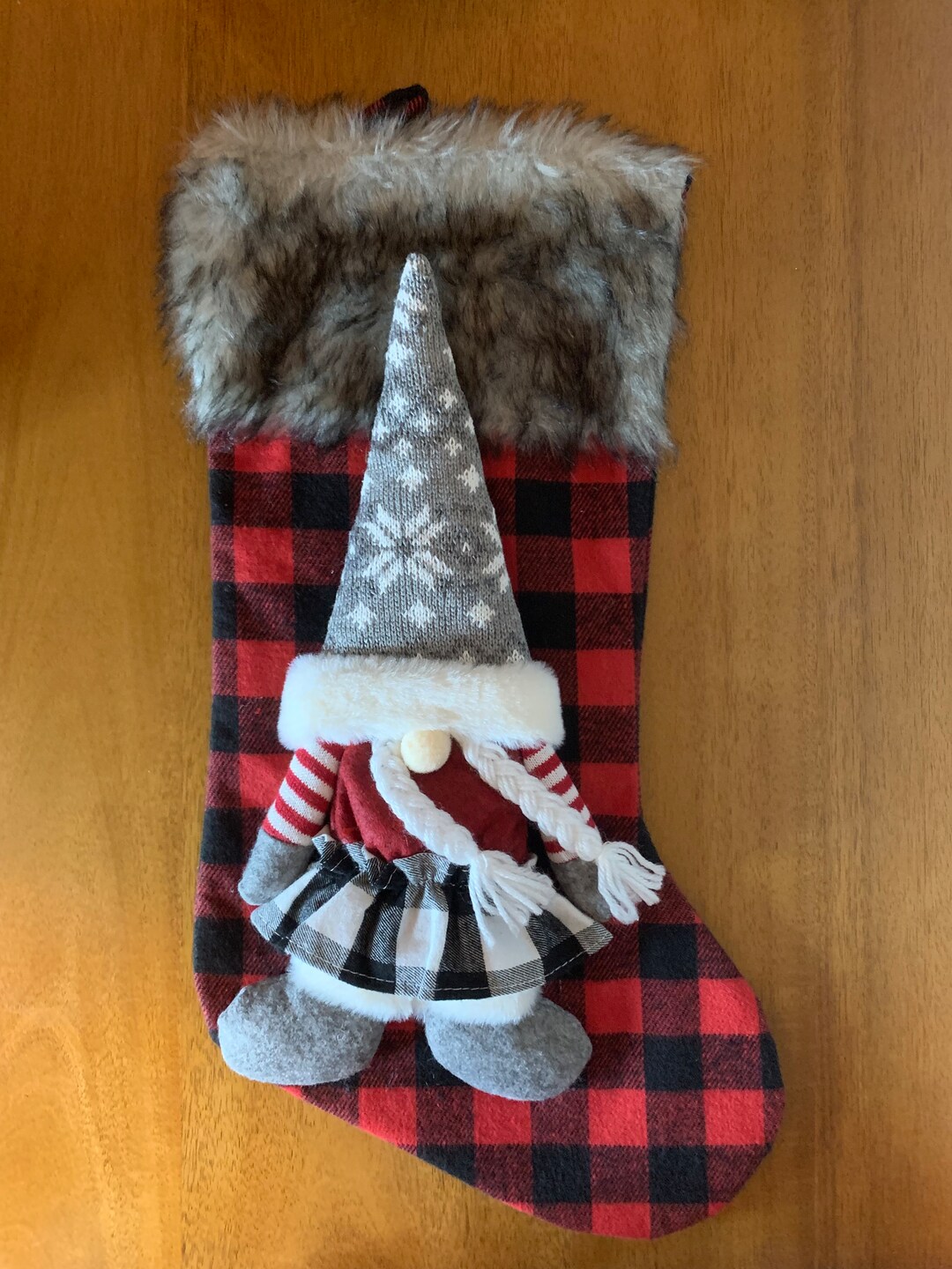 Christmas Stoking Santa and Mrs. Claus Scandinavian Style Large Size ...