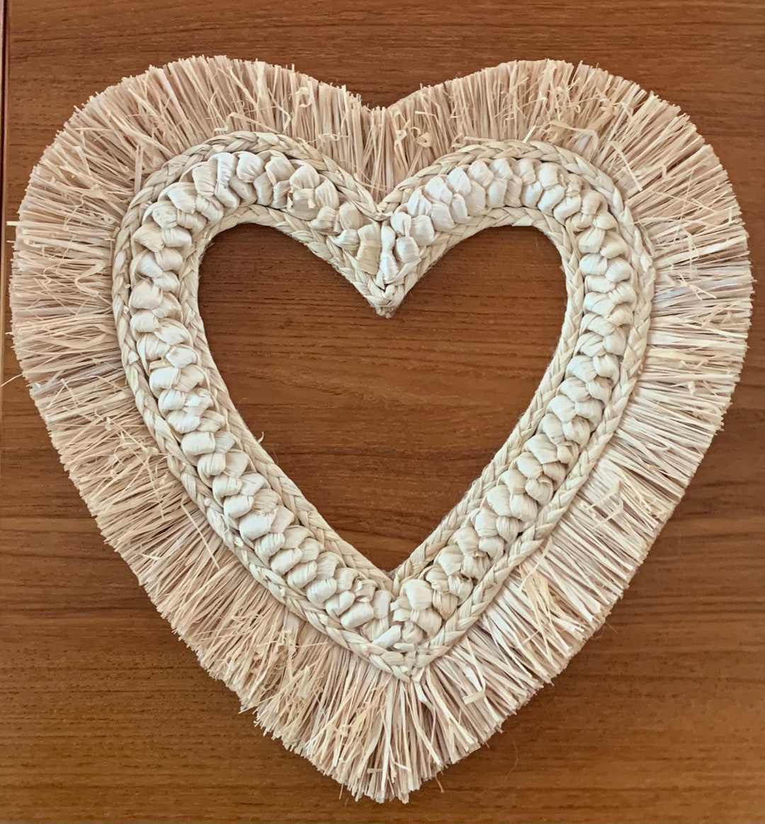 Threshold 14 Embellished Raffia Natural Heart Straw - Etsy