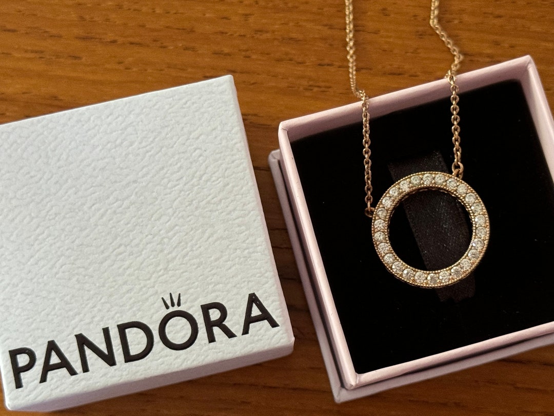 Pandora Signature Circle of Sparkle Rose Gold CZ Size 17.7 Necklace ...