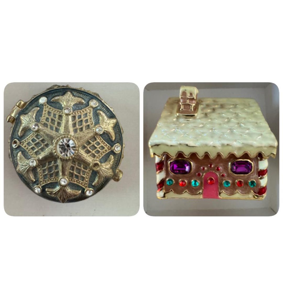 MONET Gingerbread House Snow Flake Mandala Collectible Enamel Trinket ...