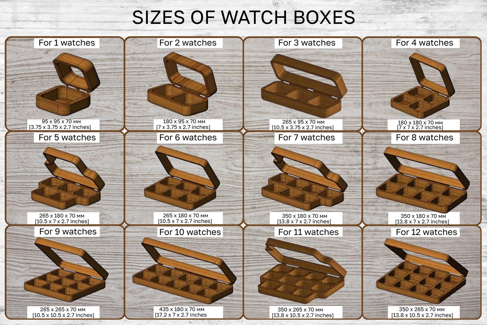 Wooden Watch Box, Watch Storage Case, Handcrafted Watch Organizer, 12 ...