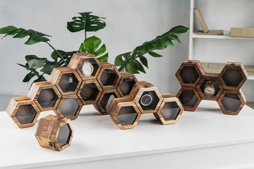 Honeycomb Watch Holder, Wooden Watch Box, Wood Watch Organizer, Custom ...