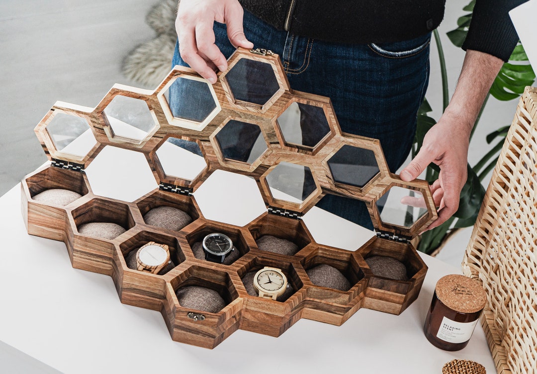 Honeycomb Watch Organizer, Custom Watch Box, Personalized Watch Case ...