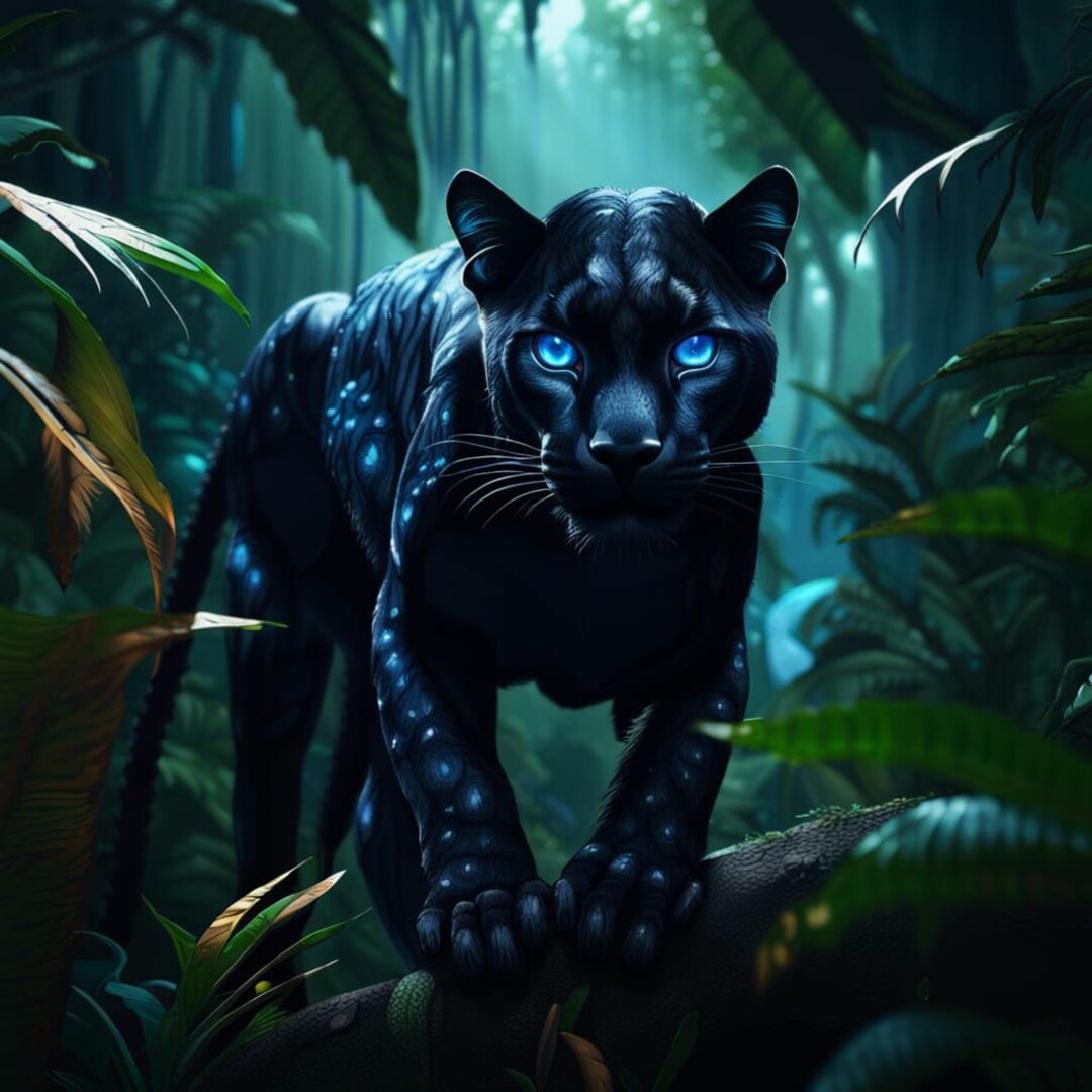 Black Panther With Blue Eyes and Details - Etsy