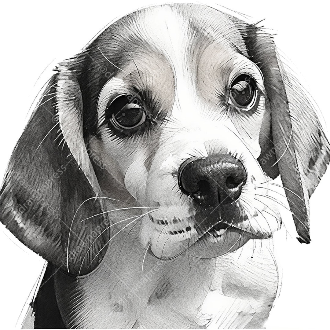 BEAGLE Graphic Pen & Ink Sketch Dog Illustration Clip Art Hi-res ...