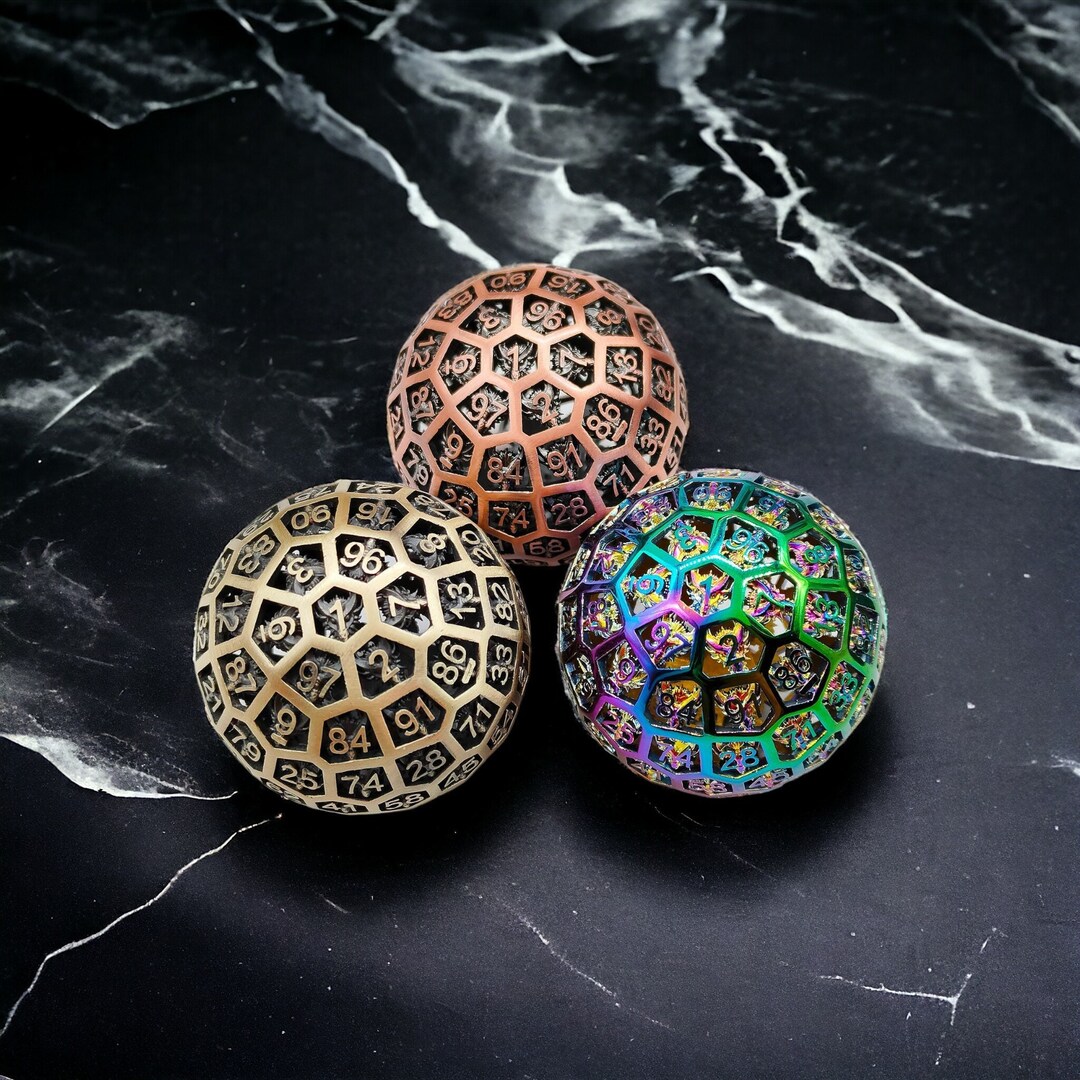 Large D100 Dice for D&D Intricate Vintage Style Numbered Sphere for ...