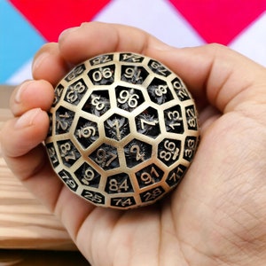 Large D100 Dice for D&D Intricate Vintage Style Numbered Sphere for ...