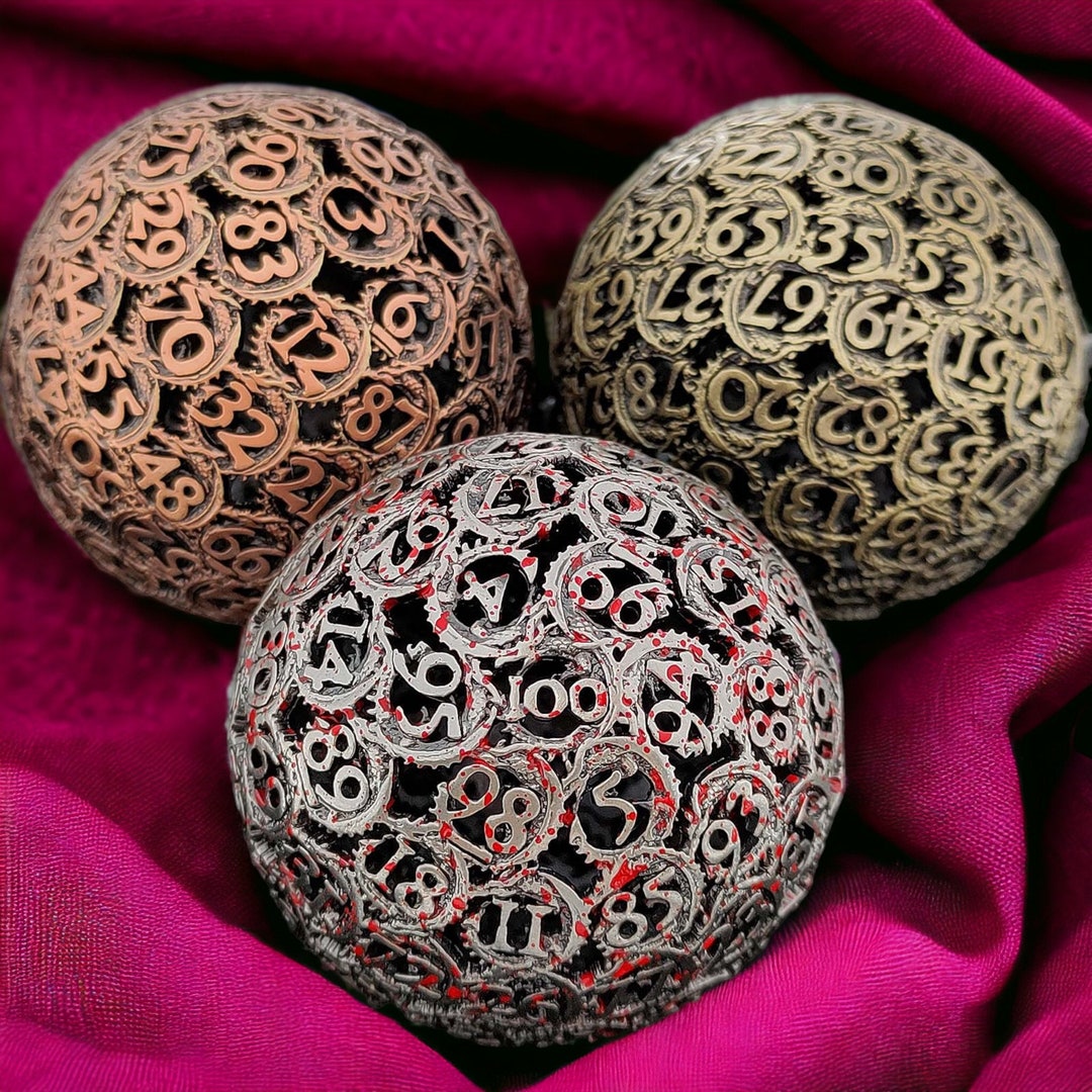 Large D100 Dice for D&D Intricate Vintage Style Numbered Sphere for ...