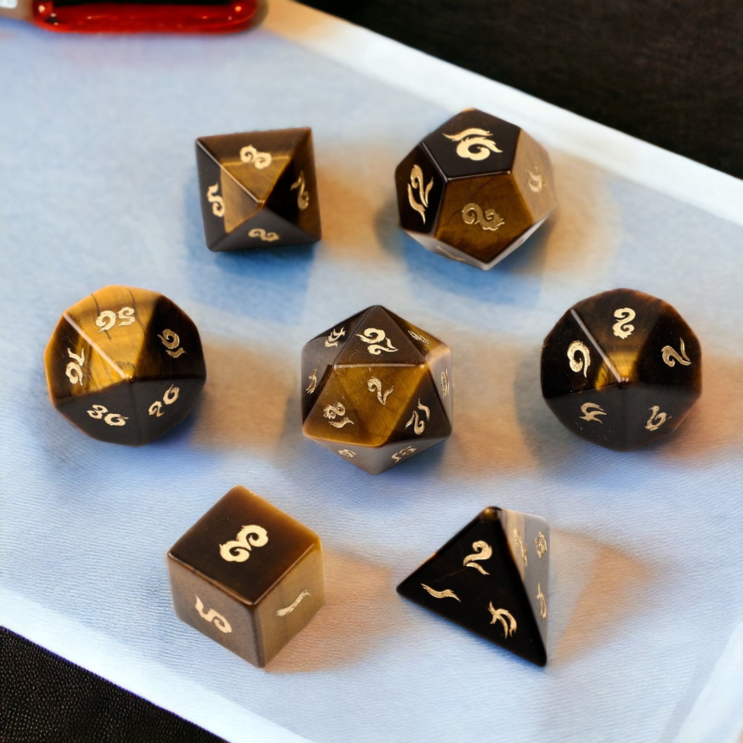 Yellow Tiger Stone Dice Set for Dungeons and Dragons Handcrafted ...