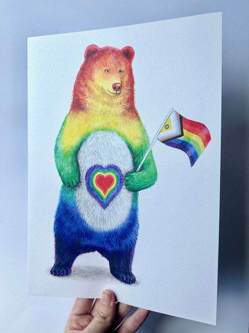 Rainbow/pride Bear Fine Art Print Carebear, Pride Month, Bear, Bear Art ...