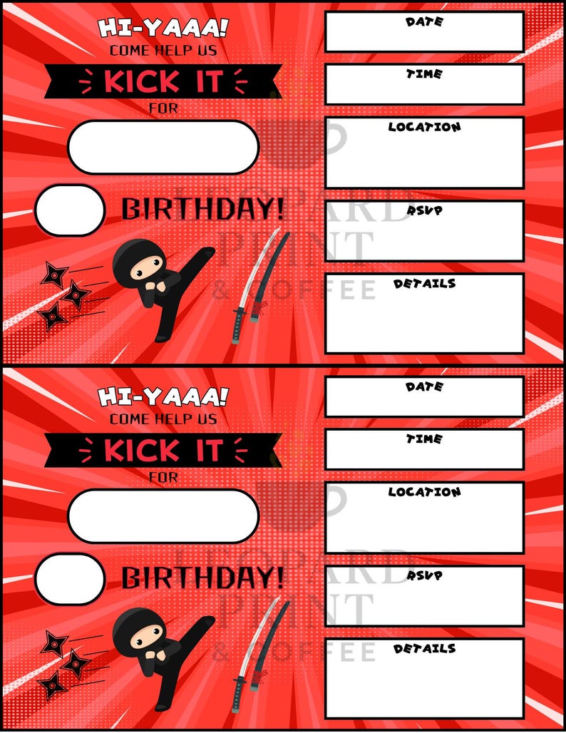 Ninja Birthday Party Printable Bundle-editable Ninja Name Activity ...