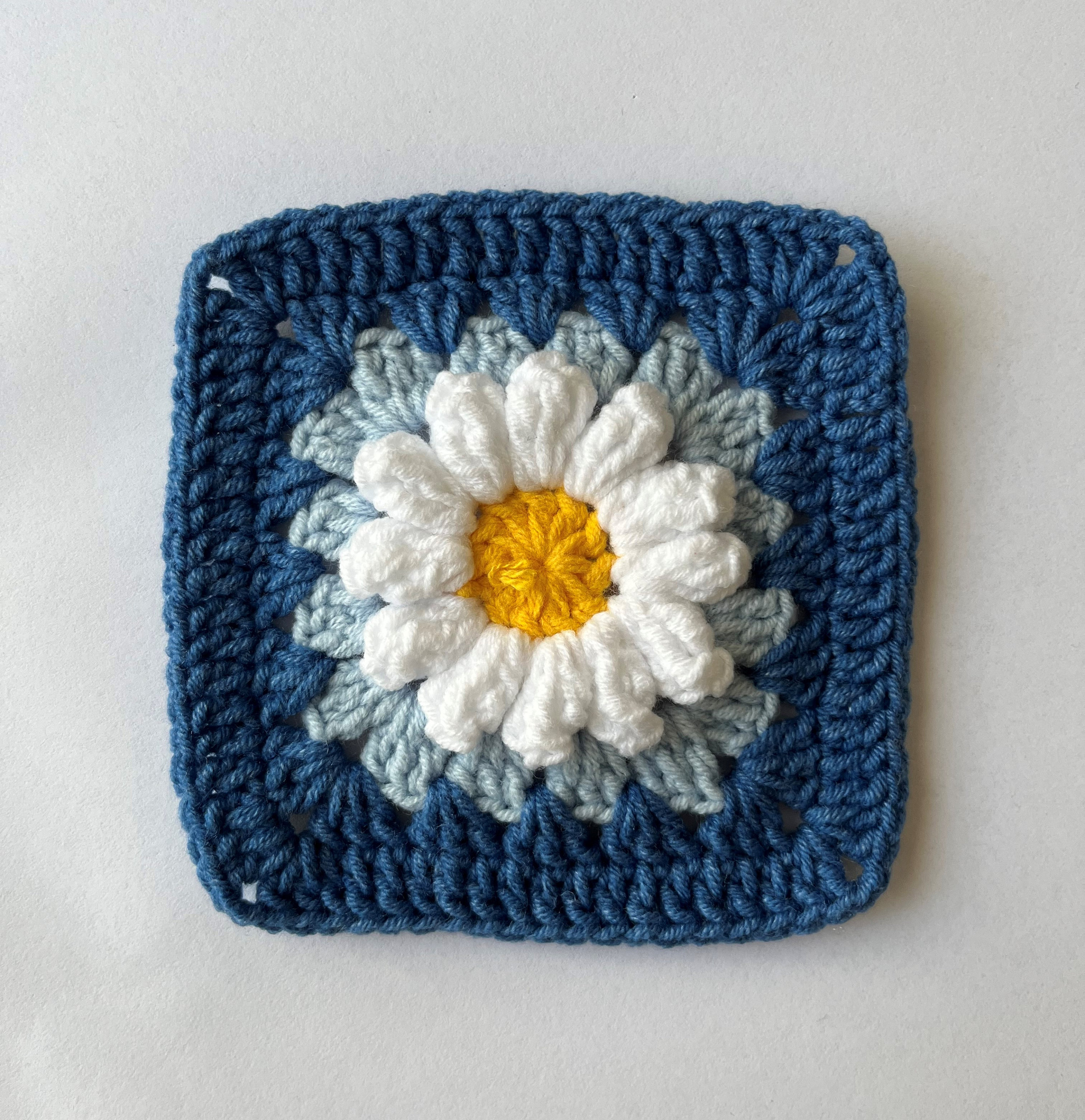 3d Daisy Granny Square Pattern Crochet Daisy Motif Pattern Etsy