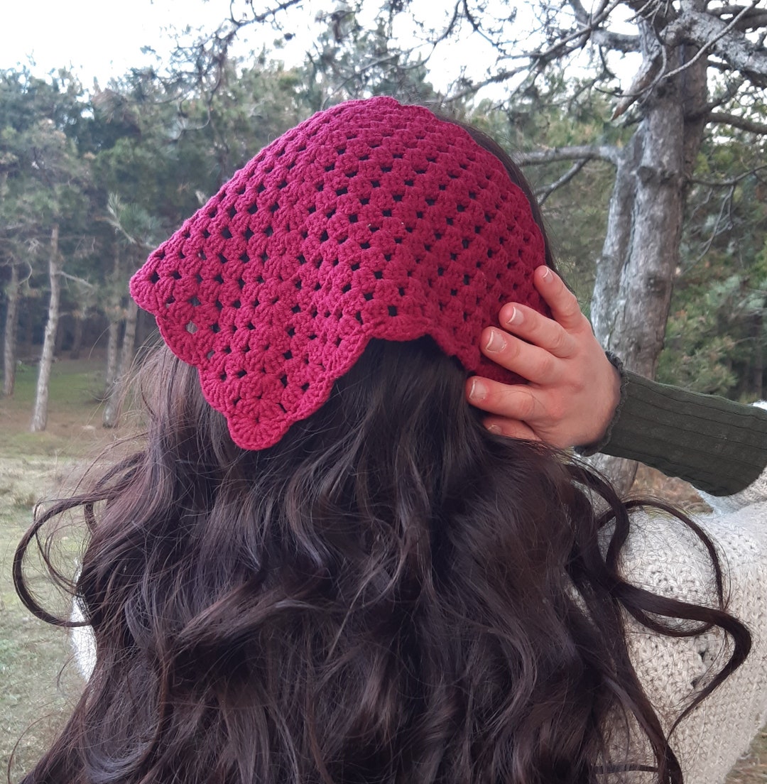 Crochet Triangle Hair Bandana Pattern: Beginner Friendly Cotton Head ...
