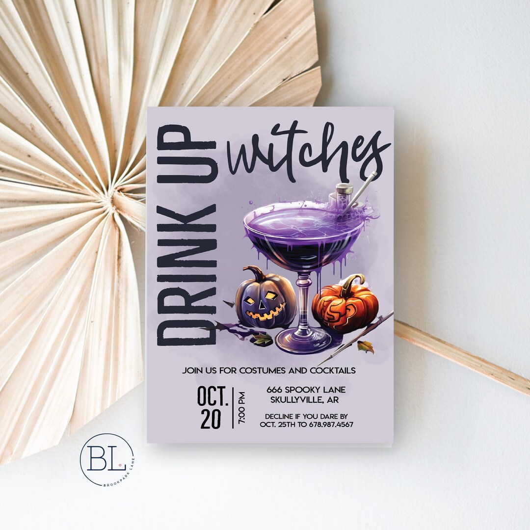 Drink up Witches Halloween Invite, Drink up Witches Invitation, Ghouls ...