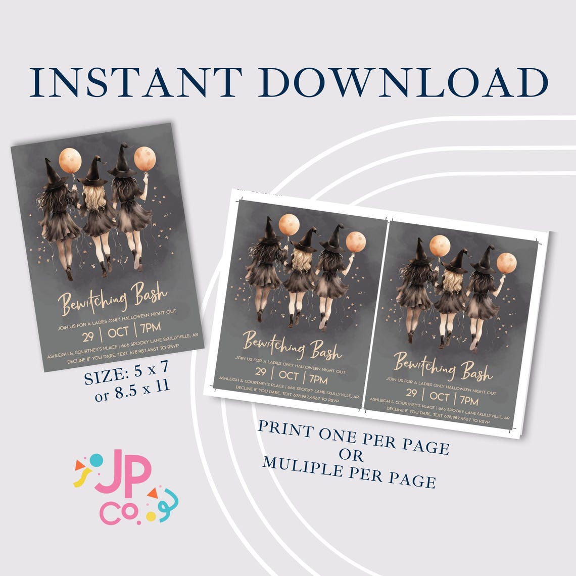 Bewitching Bash WITCHES Night Out Halloween Birthday Invite, Drink up Witches, Bachelorette ...