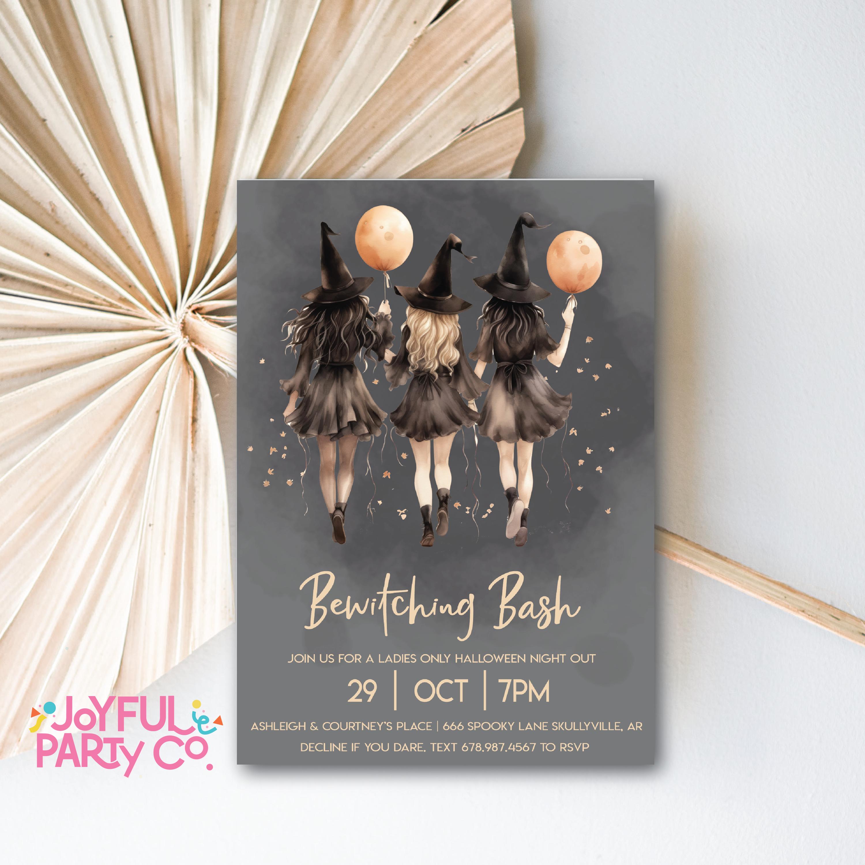 Bewitching Bash WITCHES Night Out Halloween Birthday Invite, Drink up ...