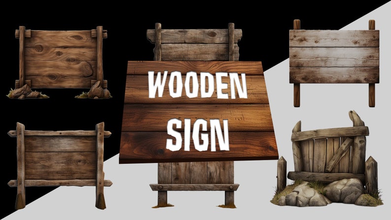 Wooden Sign Overlay in PNG, Transparent, High Quality Instant Download ...