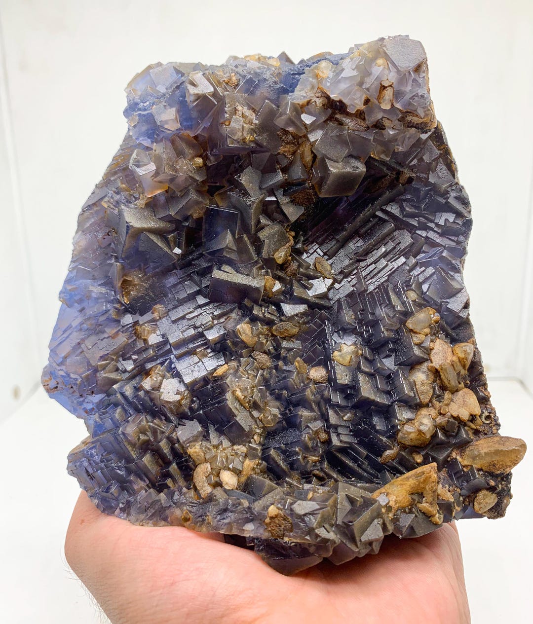 Blue Color Change Fluorite With Dog Teeth Calcite | 1213g Rare Shape ...