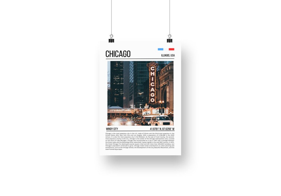 Chicago Wall Art Poster Wall Decor Printable Download Chicago Art ...