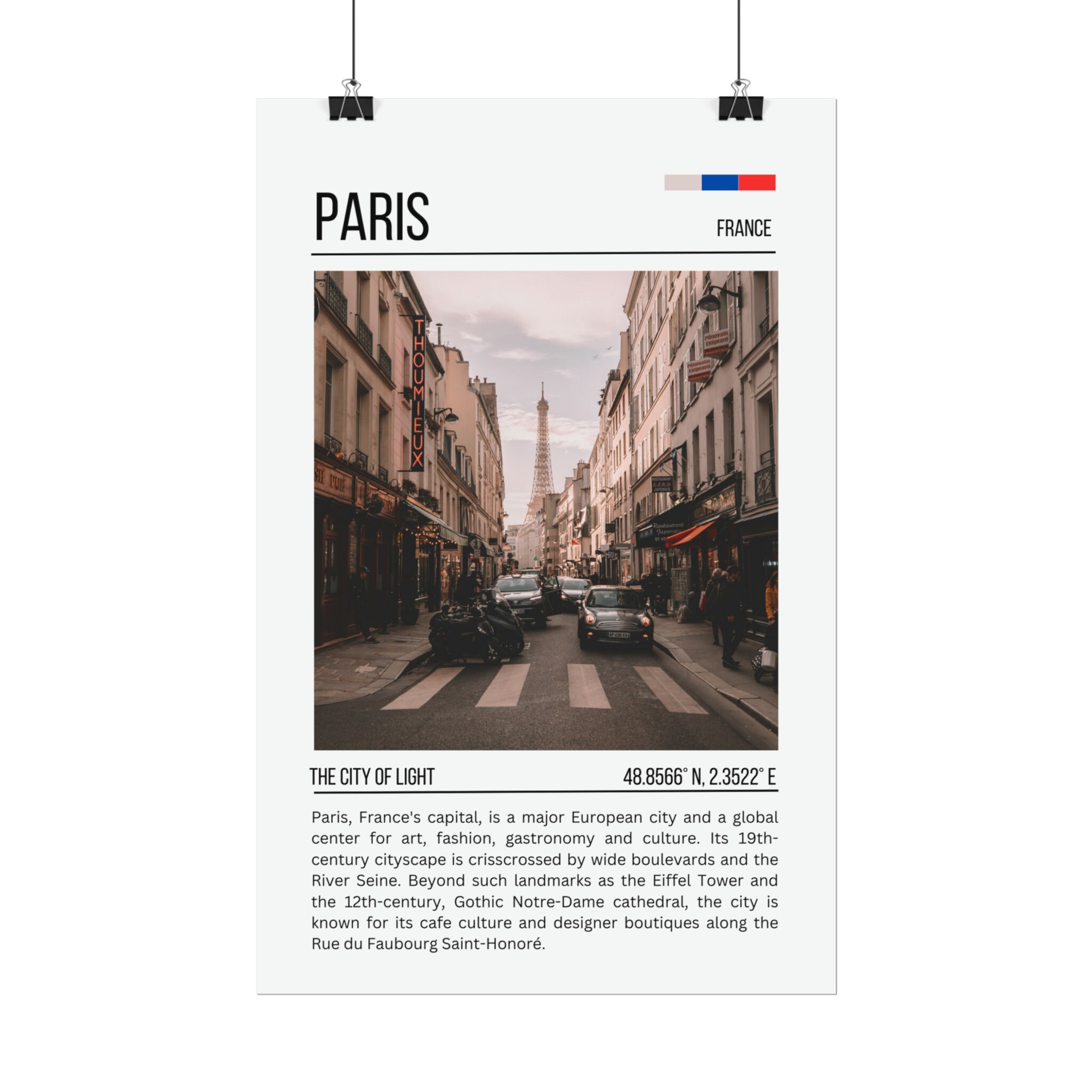 Vintage Eiffel Tower Digital Poster Print Paris Cityscape Wall Art ...