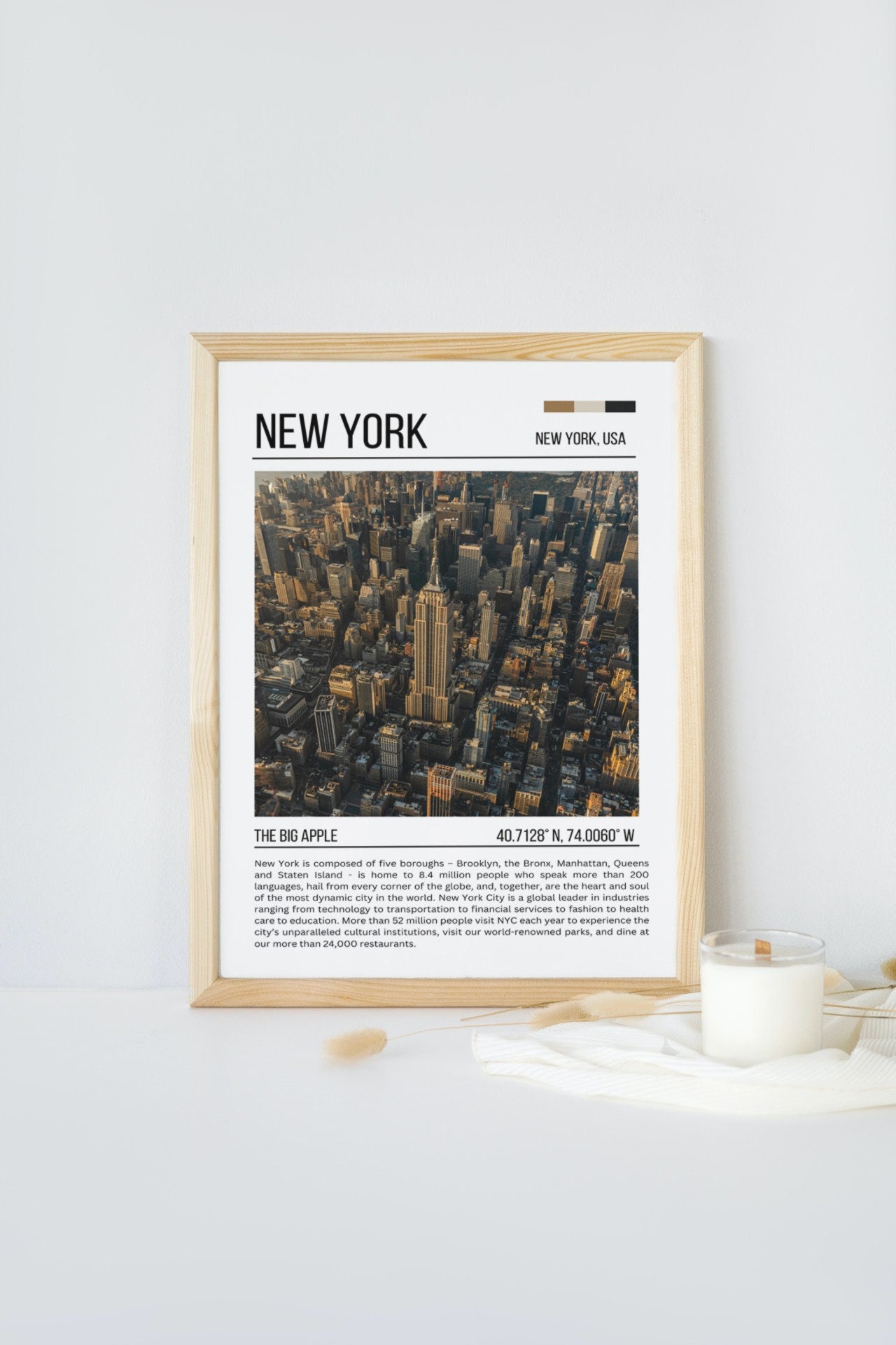 New York City Skyline Digital Poster Urban Wall Art Print Modern NYC ...