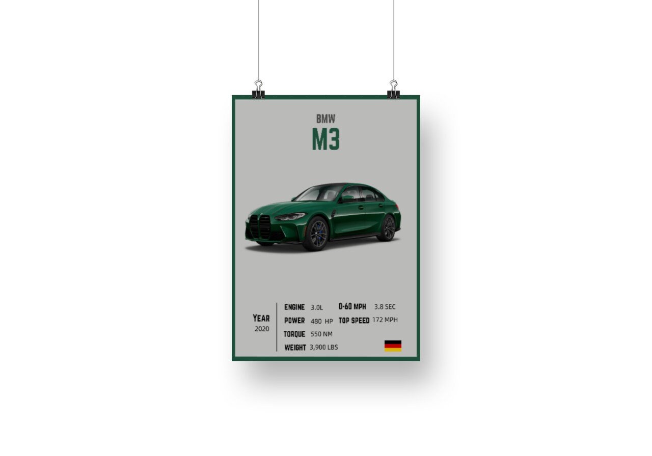BMW M3 Poster Car Poster Art Hypebeast Gift for Him Gift for Car Guys ...