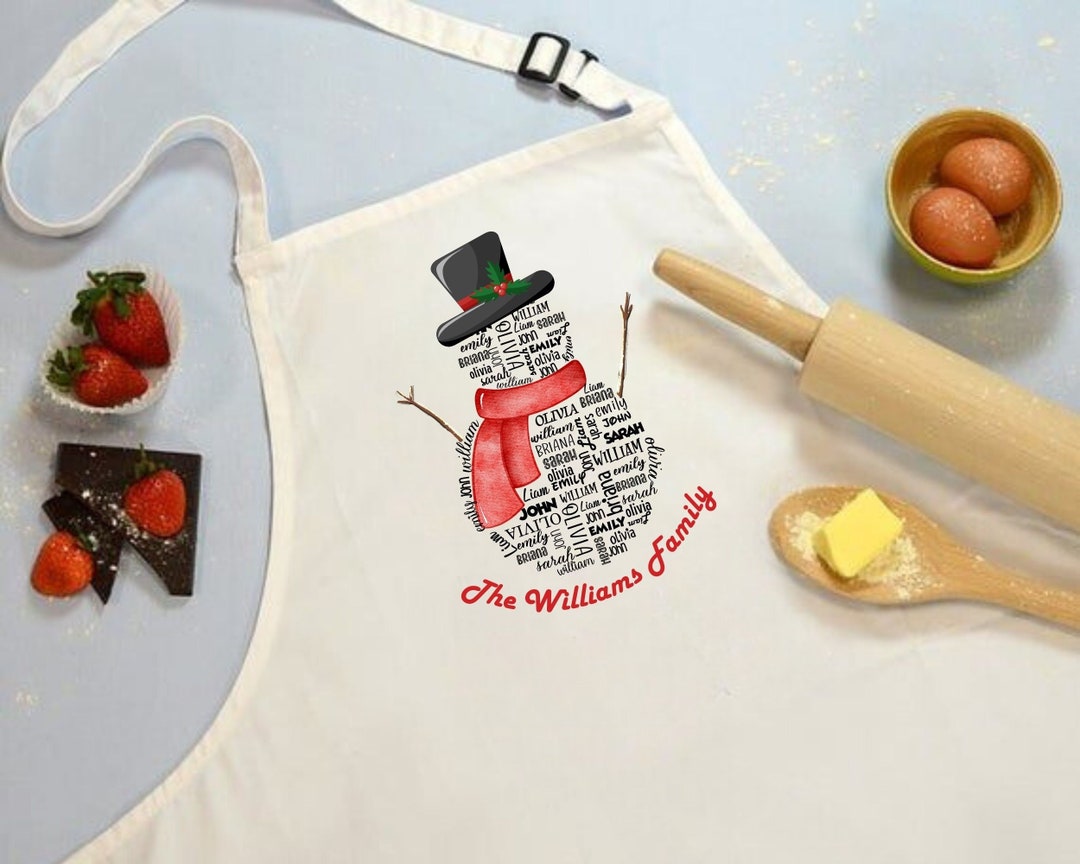 Personalized Snowman Family Apron, Custom Christmas Apron With Family ...