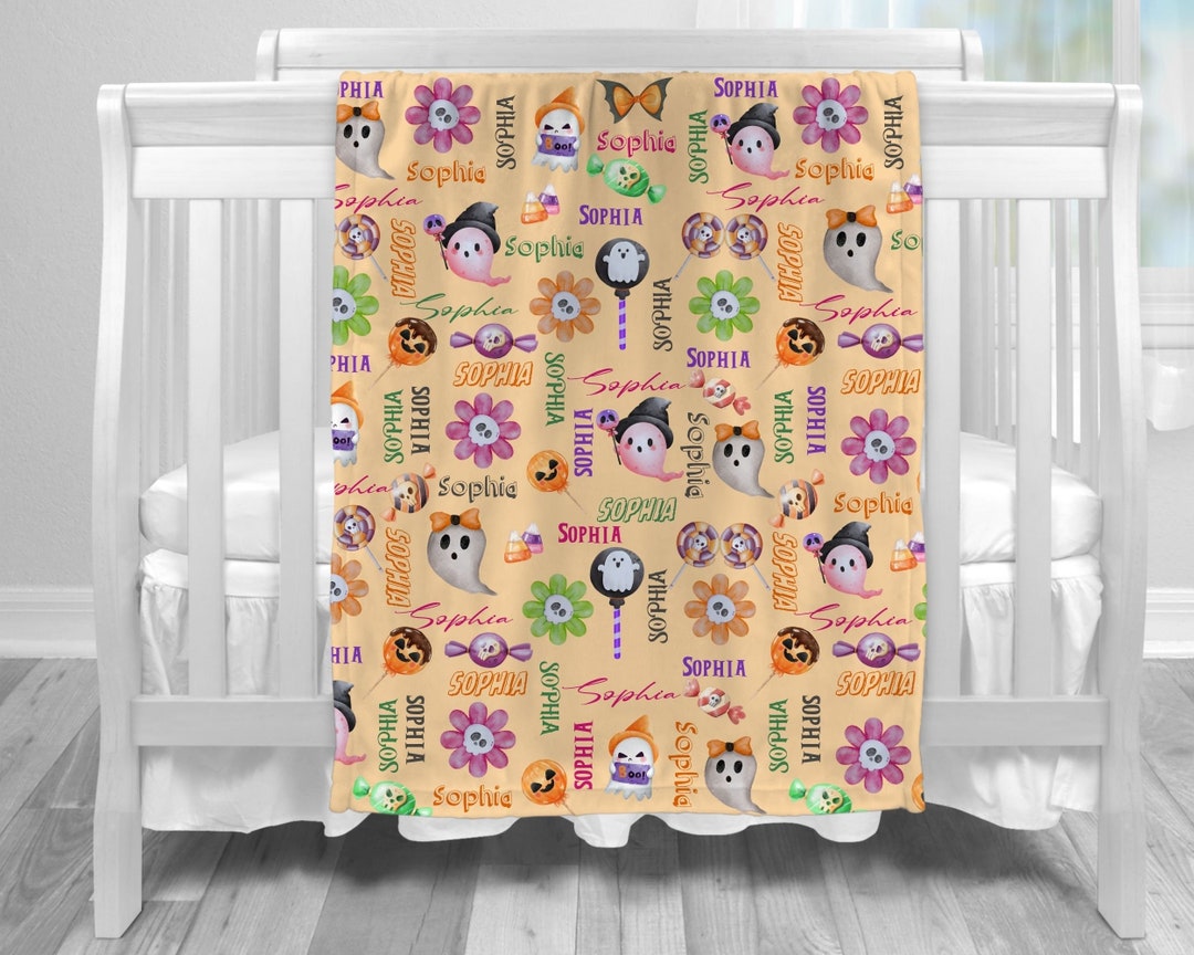 Personalized Sugar Skulls Baby Girl Blanket, Candy Ghostly Gift for ...
