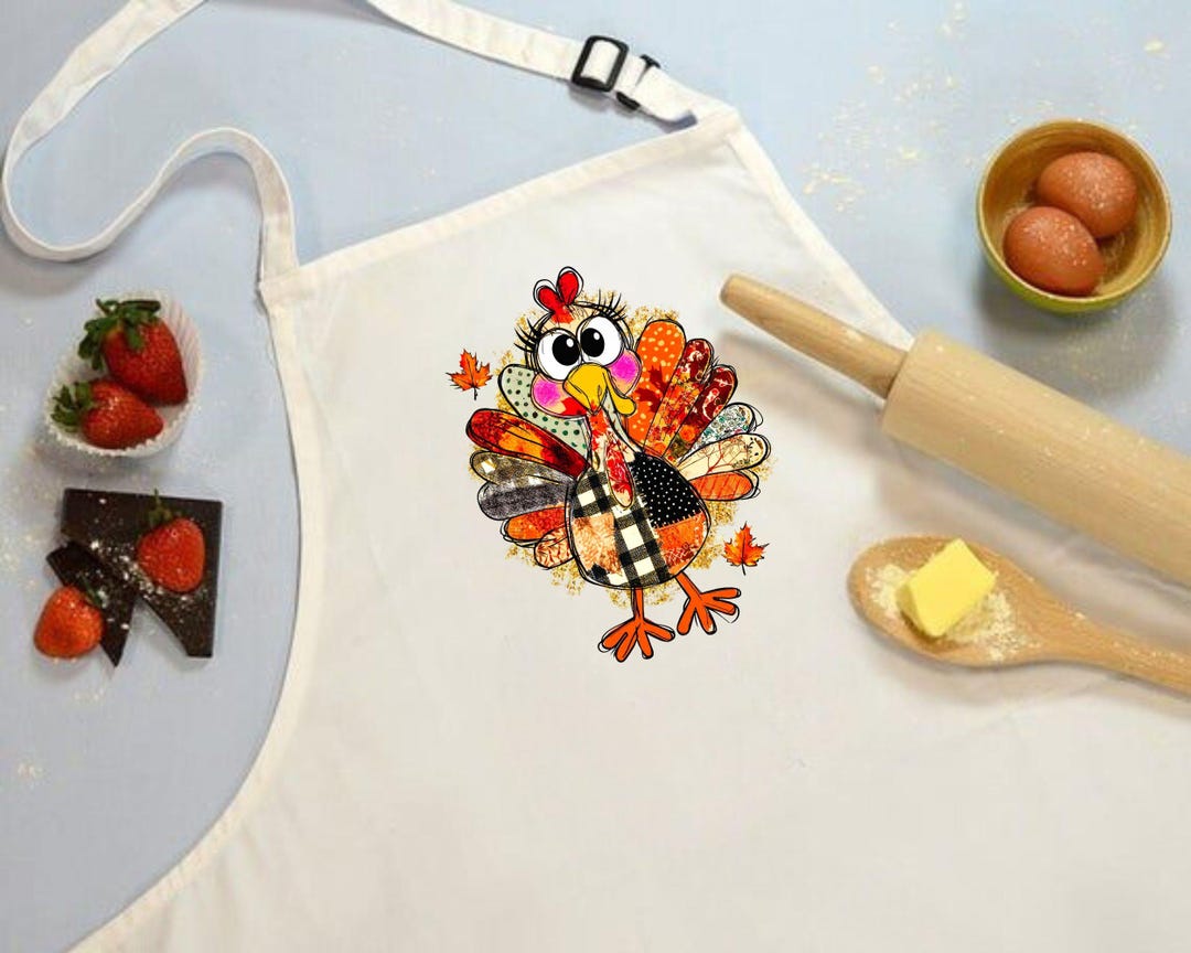 Preppy Turkey Apron: Patchwork-style Turkey Kitchen Accessory ...
