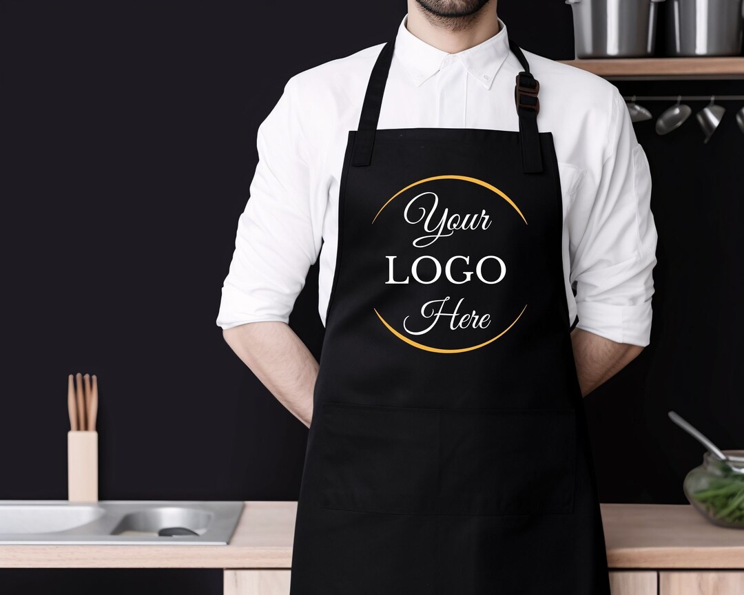 Personalized Logo Print Apron: Custom Photo Chef Apron With Pockets - Etsy