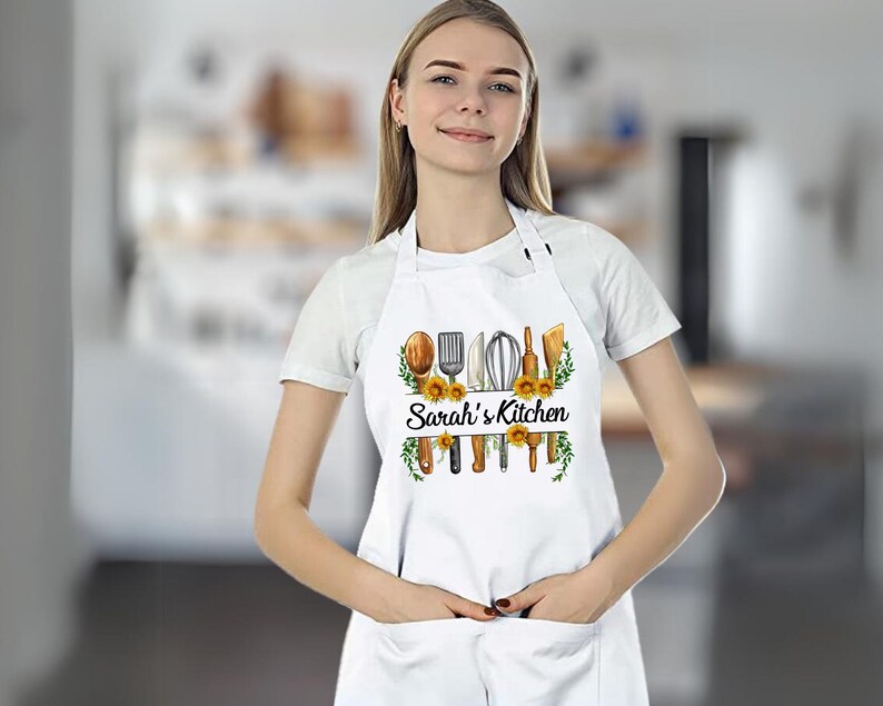 Personalized Sunflower Couple Apron Set, Kitchen Utensils Design - Etsy