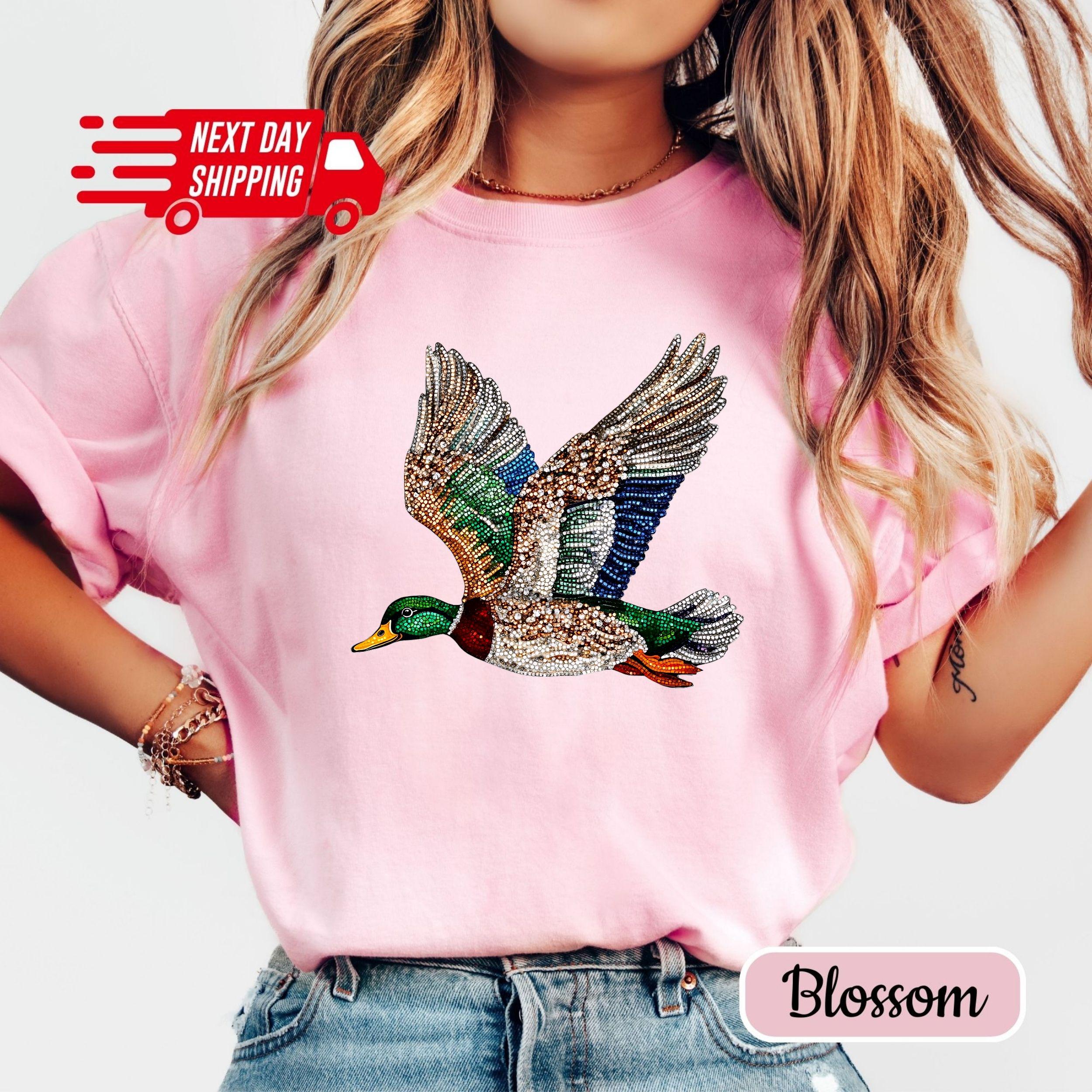 Comfort Colors Faux Rhinestone Mallard Duck Flying Shirt: Hunting Mama ...