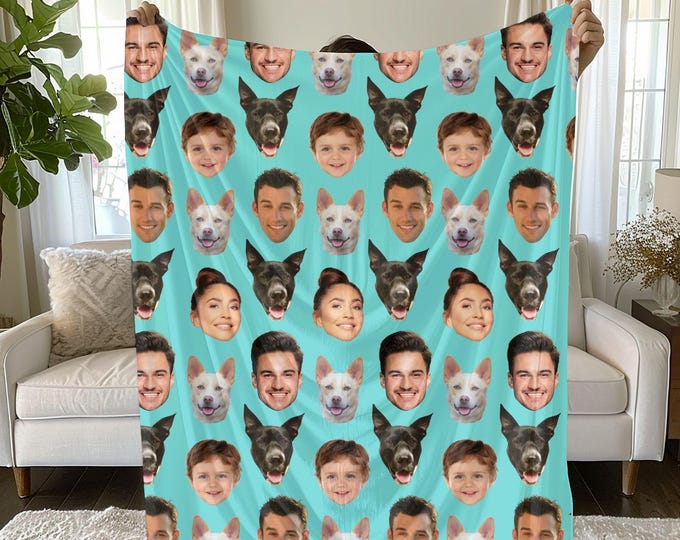 Personalized Photo Blanket - Custom Photo Blanket - Custom Face Blanket ...