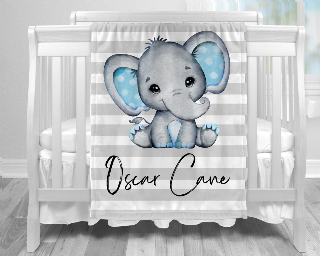 Personalized Baby Blanket, Cute Elephant Blanket, Toddler Blanket Gift ...