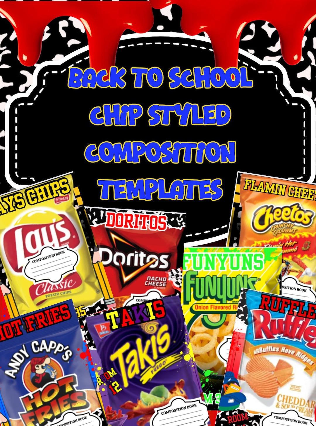 My Favorite Chipbag Composition Book Cover Templates Bundle - Etsy