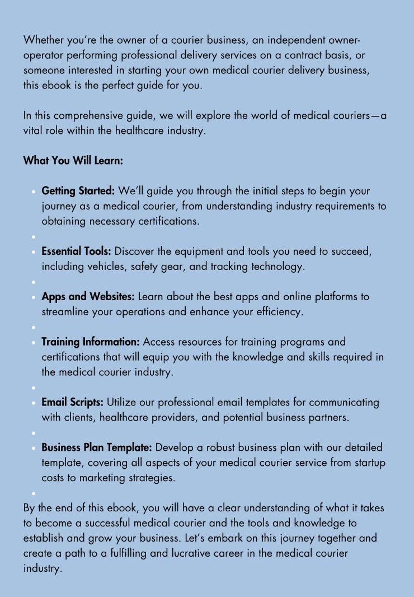 How to Start a Medical Courier Business Blueprint - Etsy