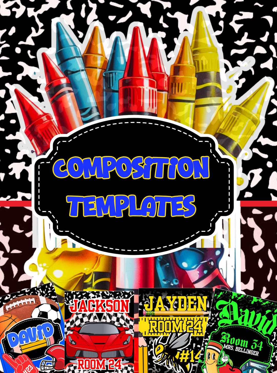 Boys Composition Notebook Template Bundle - Etsy