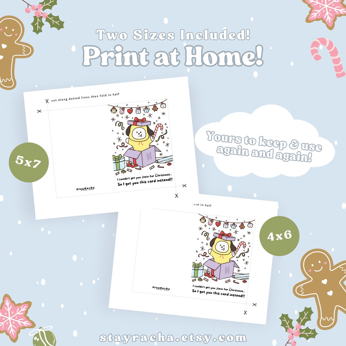 BT21 CHIMMY Christmas Card Printable Digital Download - BTS Jimin Card ...