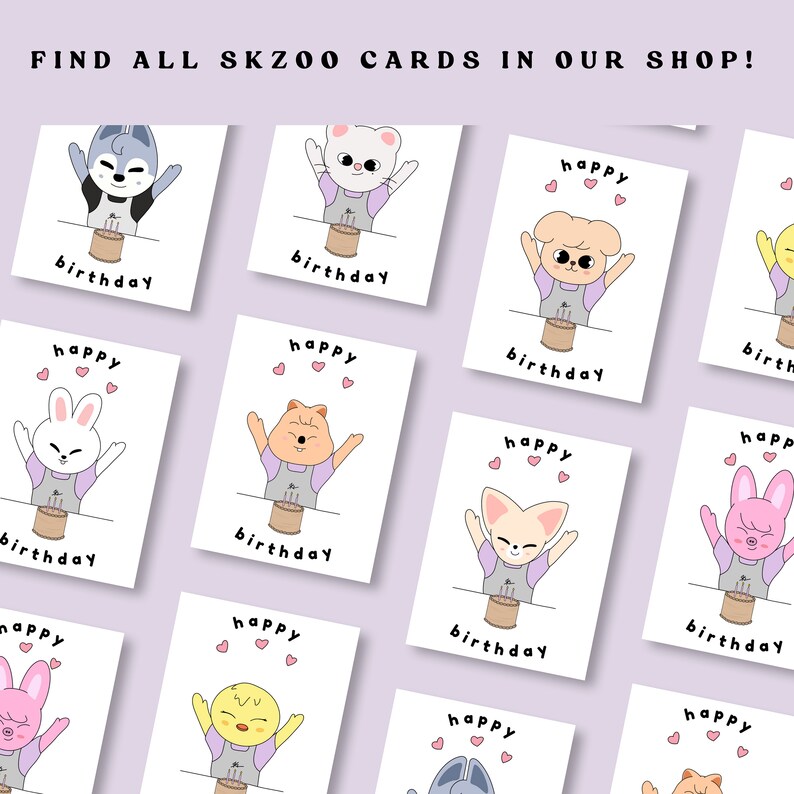 Stray Kids Birthday Card Printable Digital Download - SKZOO Leebit Lee ...