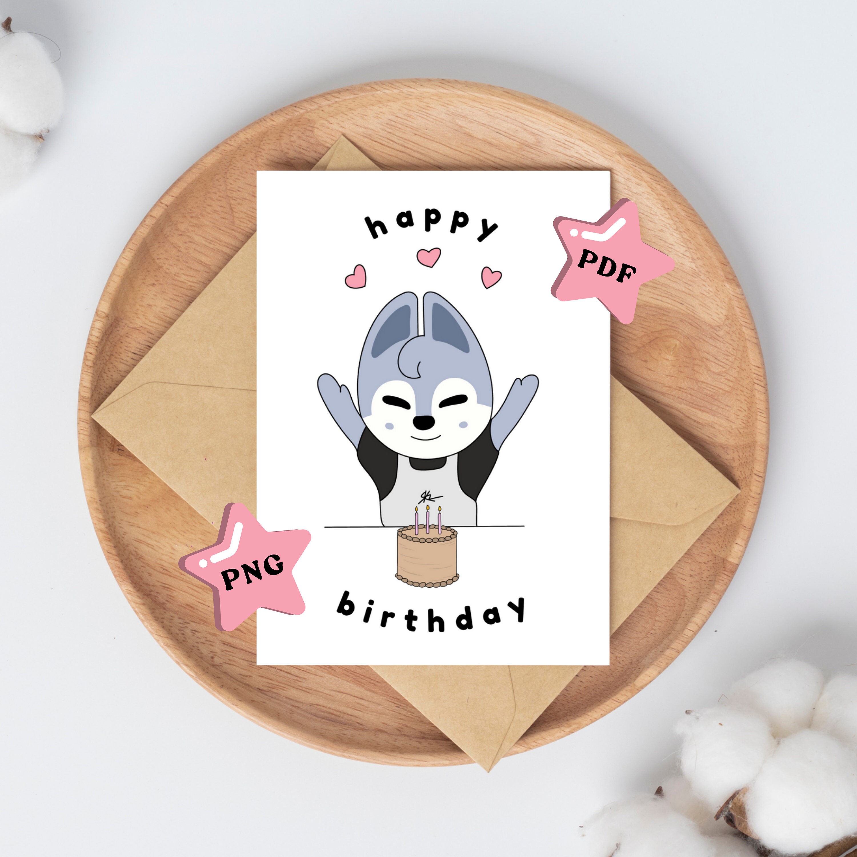 Stray Kids Birthday Card Printable Digital Download - SKZOO Wolfchan ...