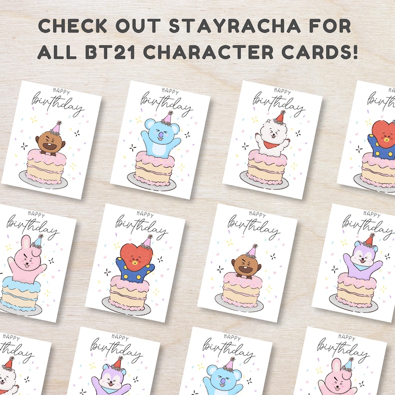 BT21 CHIMMY Birthday Card Printable Digital Download - BTS Jimin Card ...
