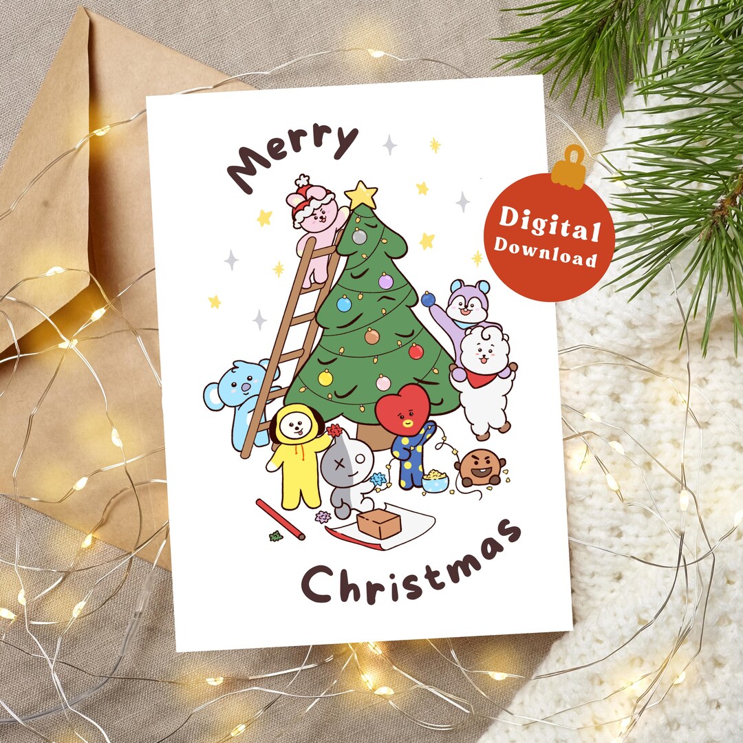 BTS Christmas Card Printable Digital Download BT21 Holiday Card K-pop ...