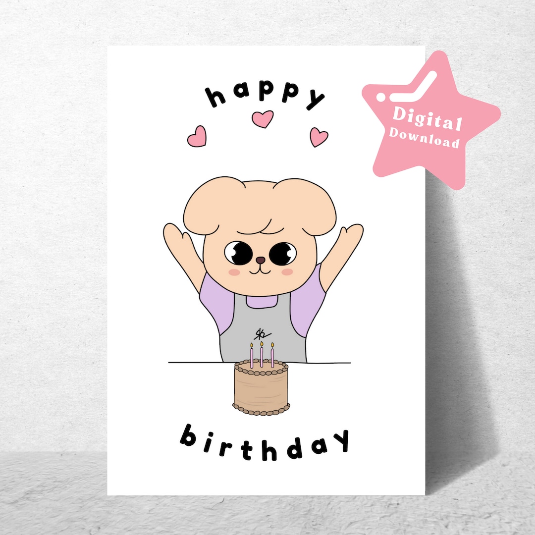 Stray Kids Birthday Card Printable Digital Download - SKZOO Puppym ...