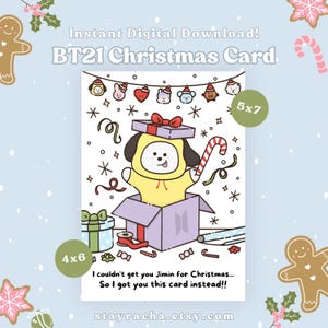 BT21 CHIMMY Christmas Card Printable Digital Download - BTS Jimin Card ...