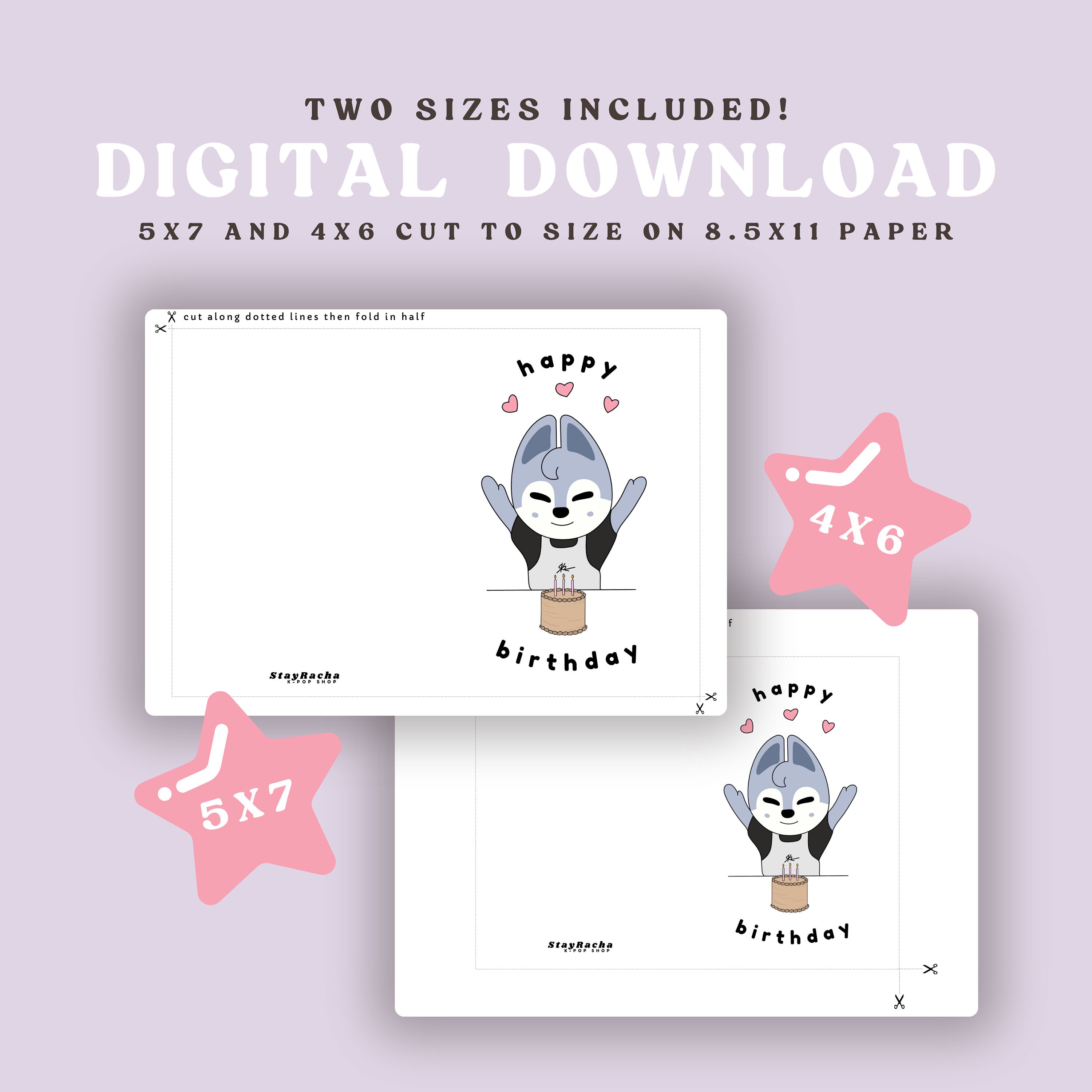 Stray Kids Birthday Card Printable Digital Download - SKZOO Wolfchan ...