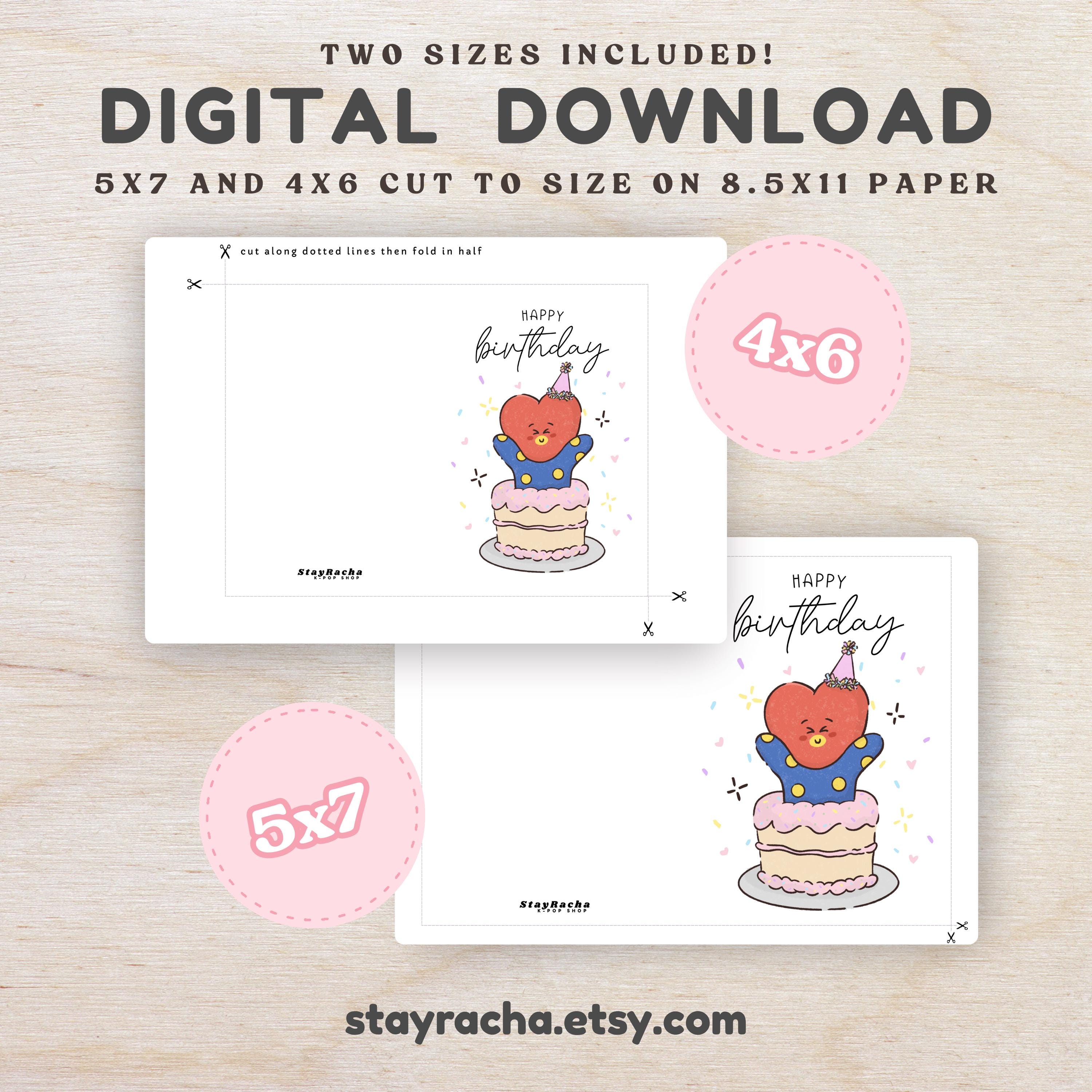 BT21 TATA Birthday Card Printable Digital Download - BTS V Taehyung ...