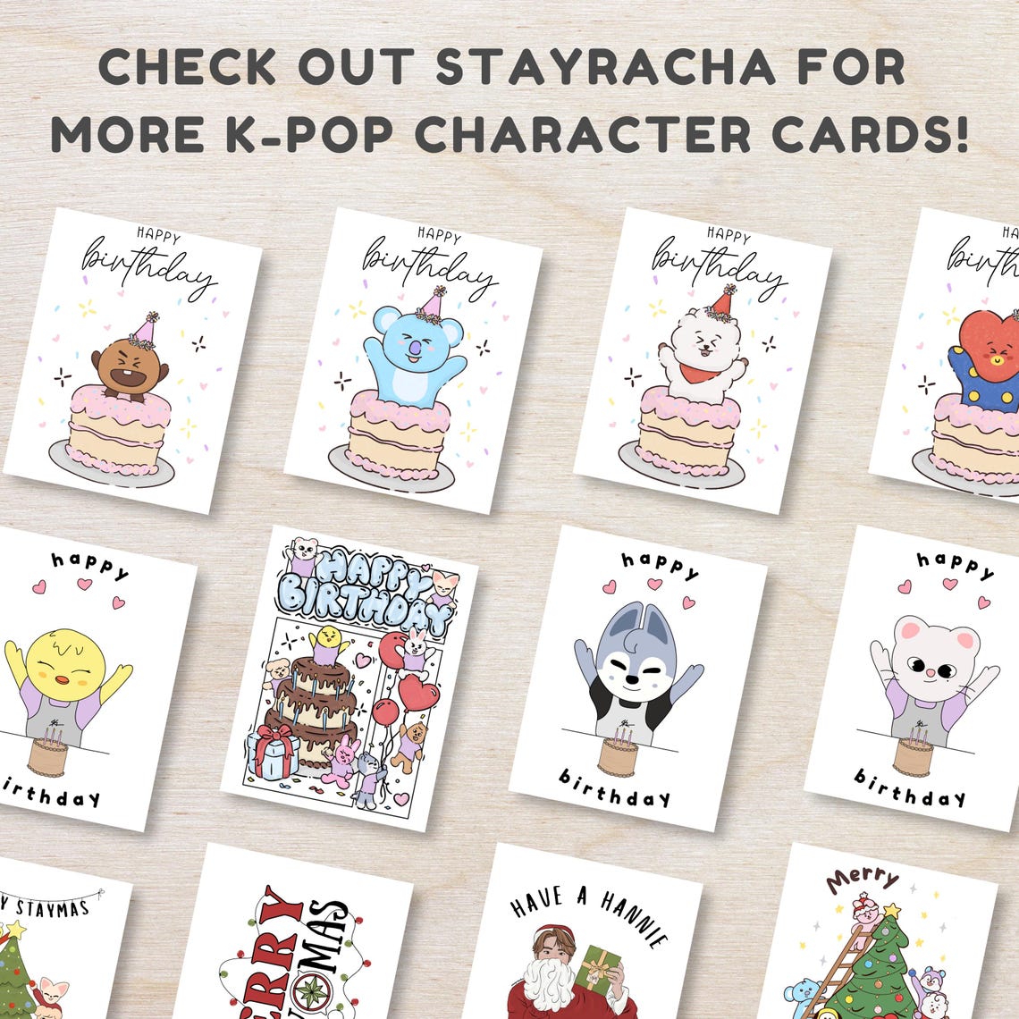 Stray Kids Birthday Card - Printable Digital Download - SKZOO Graphic ...